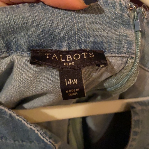 Talbots | Dresses | Talbots Denim Dress W Scalloped Hem And Sleeves ...